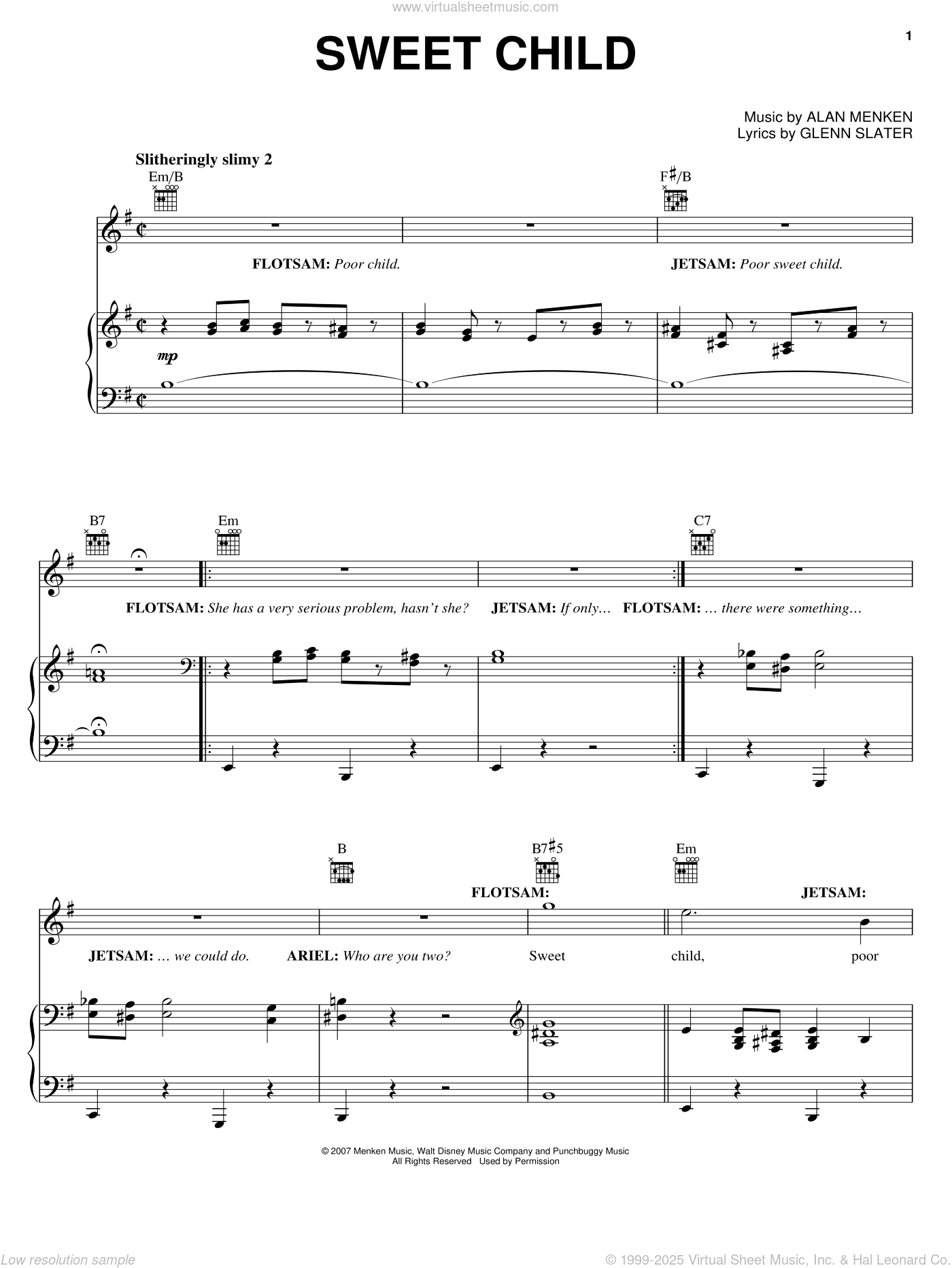 Sweet Child (from The Little Mermaid: A Broadway Musical) sheet music ...