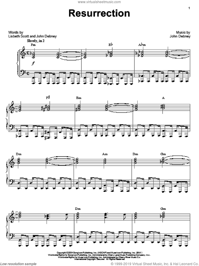 Resurrection sheet music for piano solo (PDF-interactive)