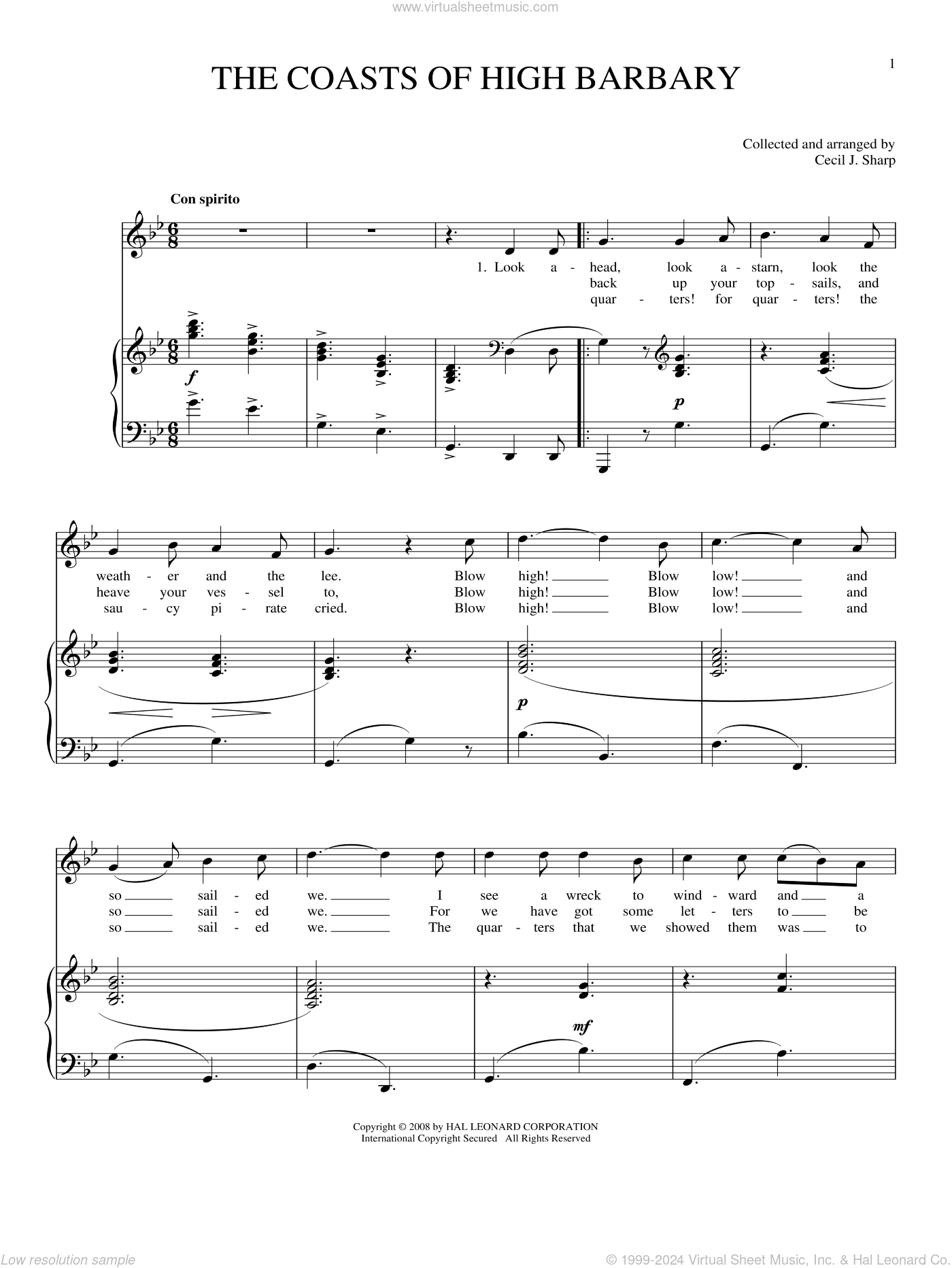 The Coasts Of High Barbary sheet music for voice and piano (PDF)