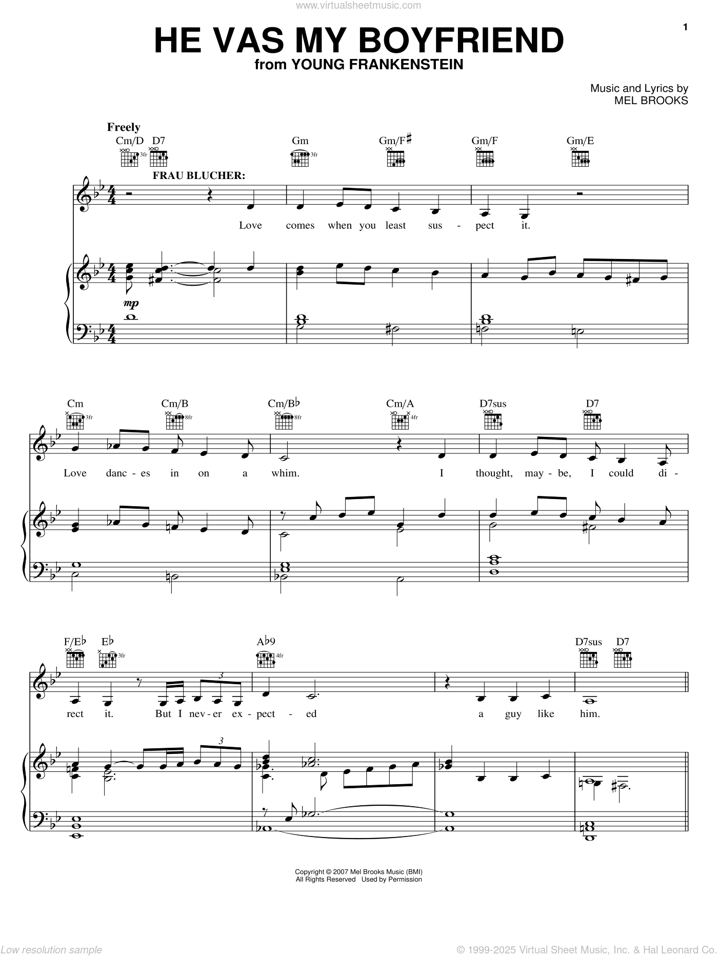 He Vas My Boyfriend sheet music for voice, piano or guitar (PDF)