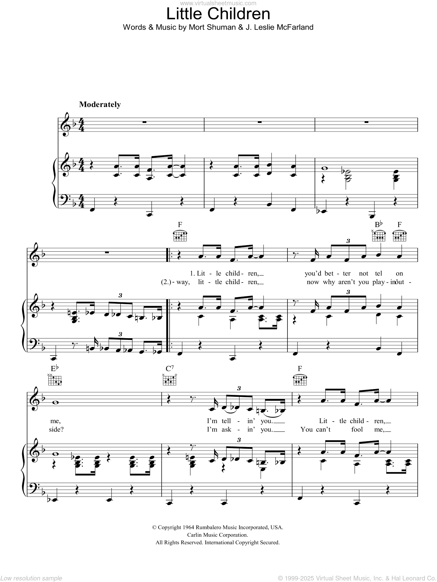 Little Children sheet music for voice, piano or guitar (PDF)