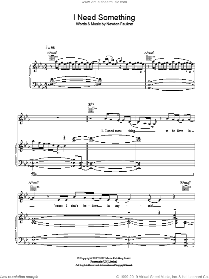I Need Something sheet music for voice, piano or guitar (PDF)