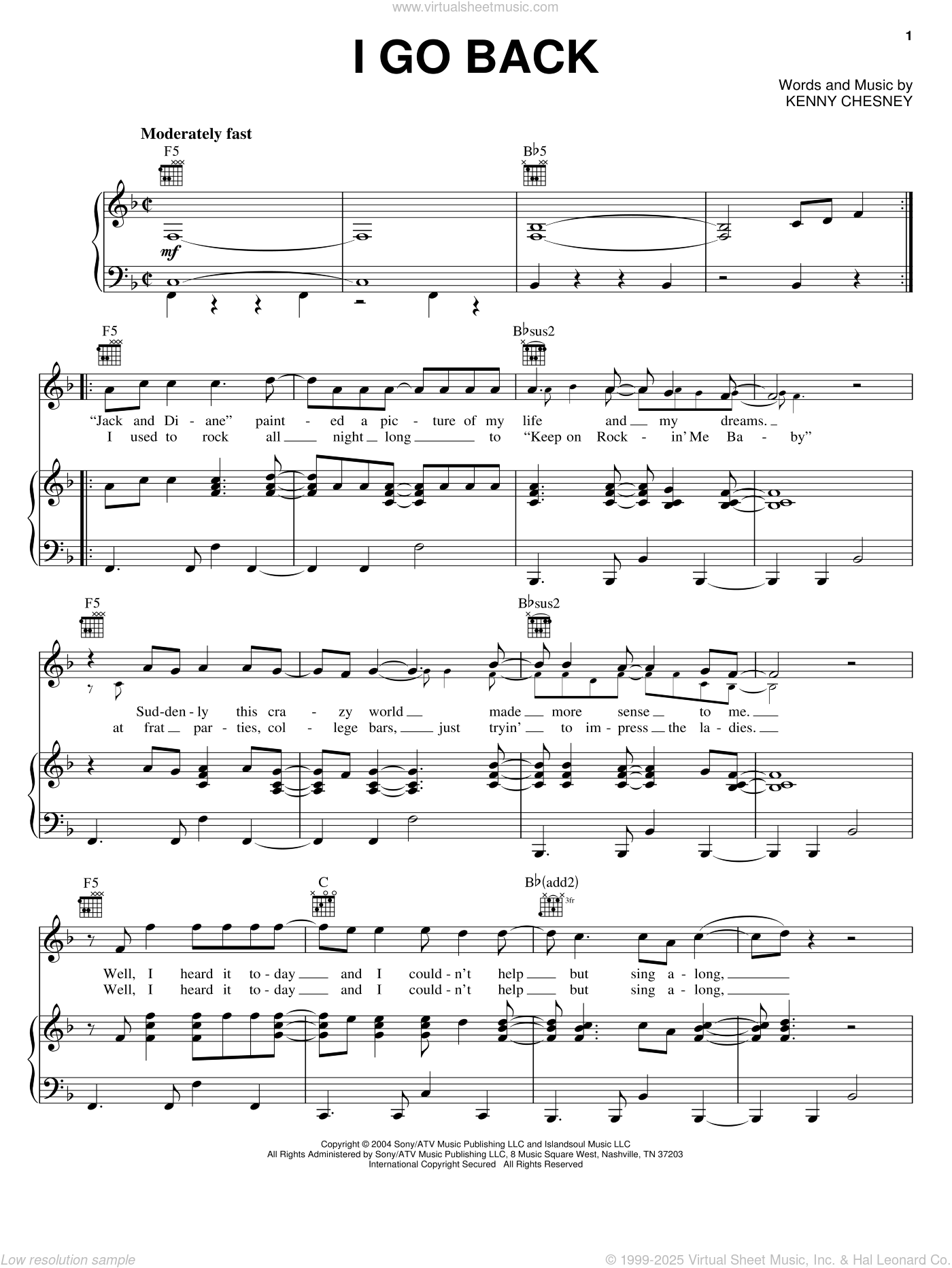 I Go Back sheet music for voice, piano or guitar (PDF)