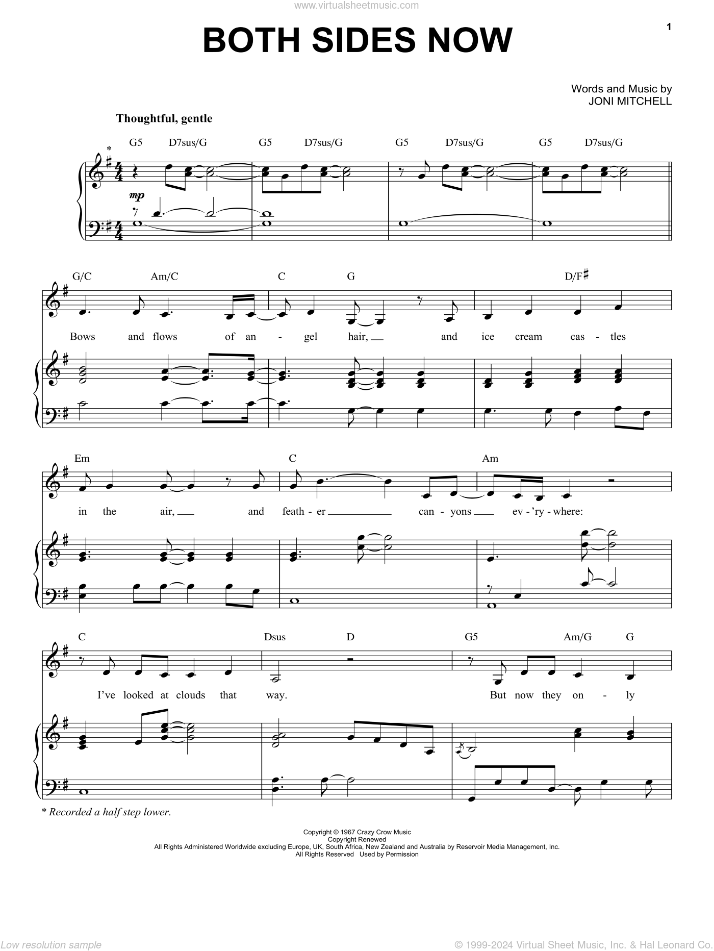 Both Sides Now (from CODA) sheet music for voice and piano (PDF)