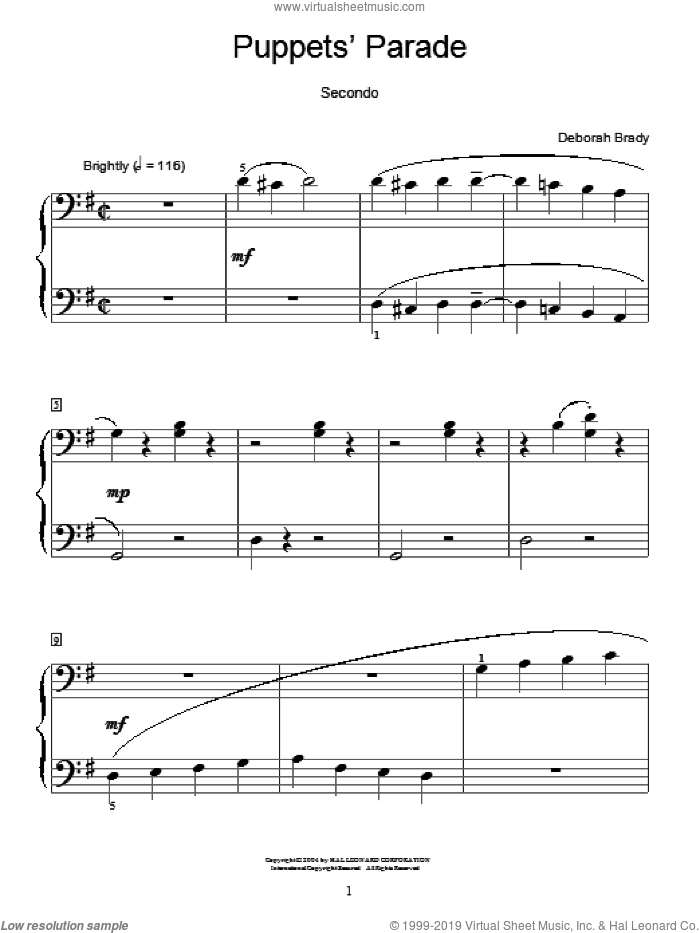 Puppets' Parade sheet music for piano four hands (PDF)