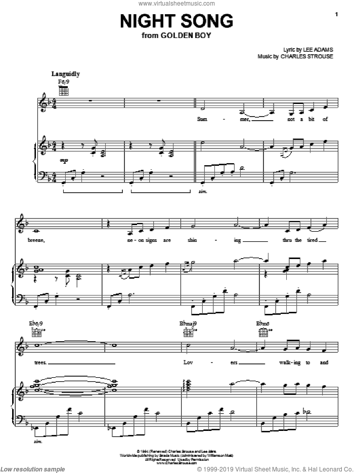 Night Song sheet music for voice, piano or guitar (PDF)