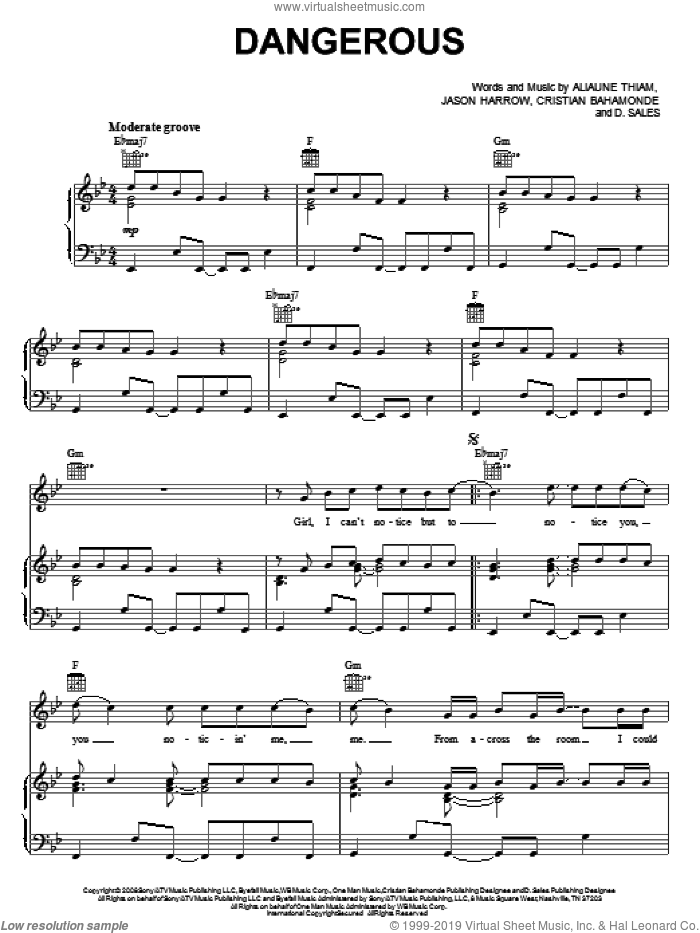 Kardinal Offishall featuring Akon: Dangerous sheet music for voice, piano or guitar