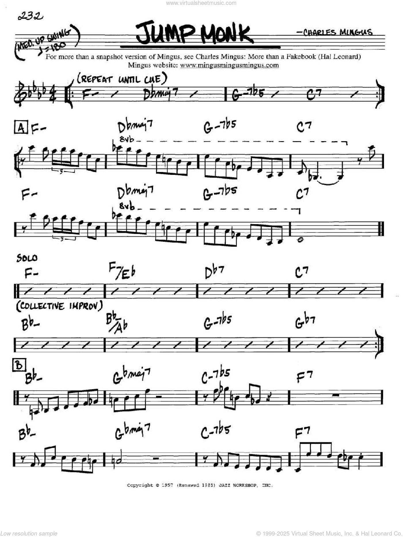 Jump Monk sheet music for voice and other instruments (in C)