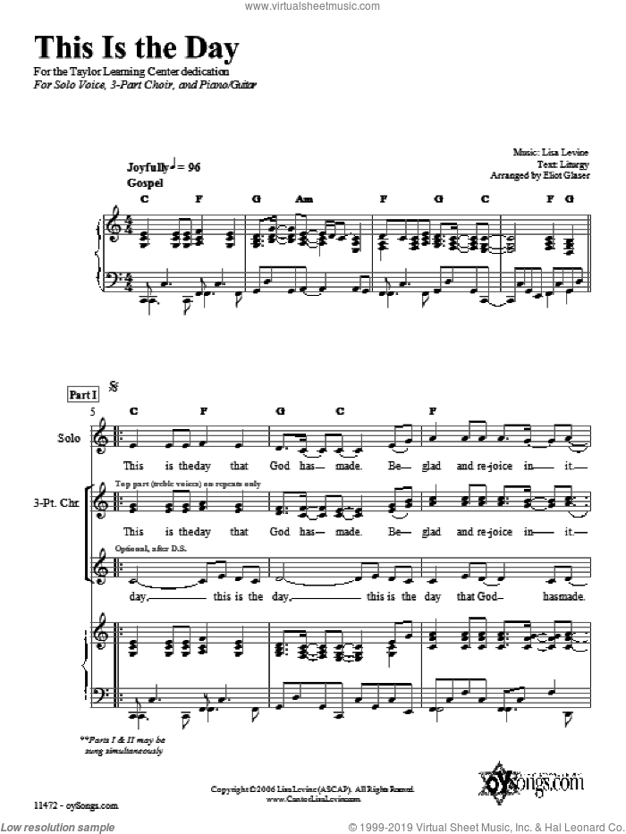 This Is the Day sheet music for voice, piano or guitar v2