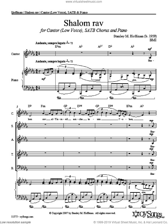 Stanley Hoffman: Shalom Rav sheet music for choir (SATB: soprano, alto ...