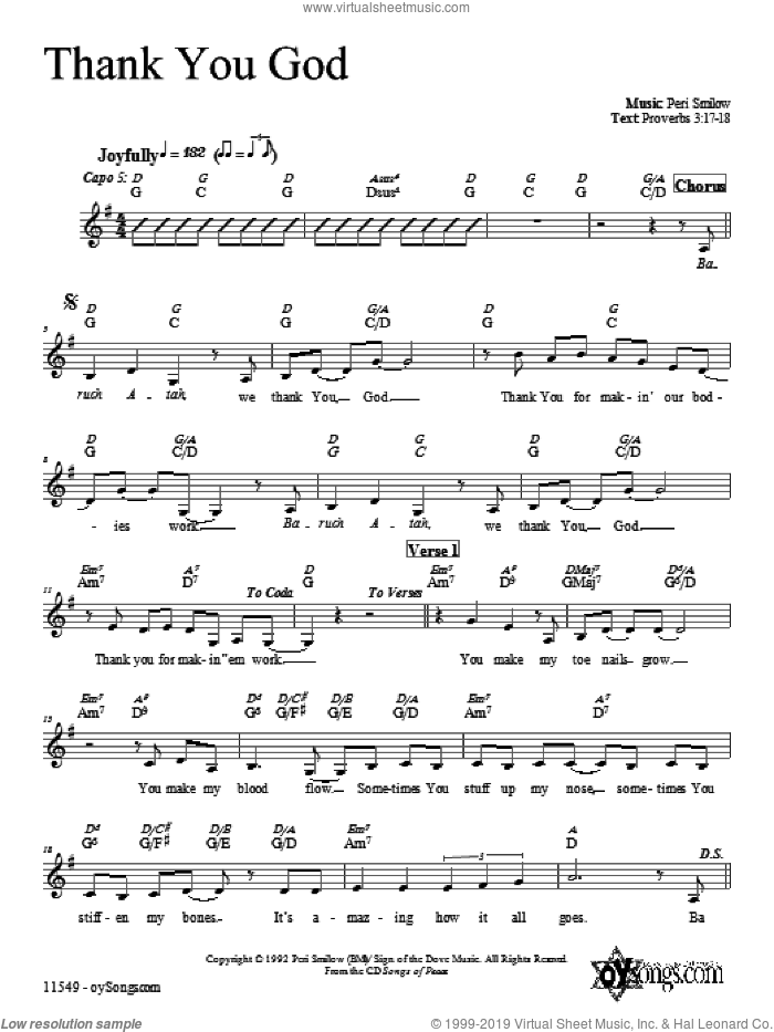 Thank You God sheet music (fake book) (PDF)
