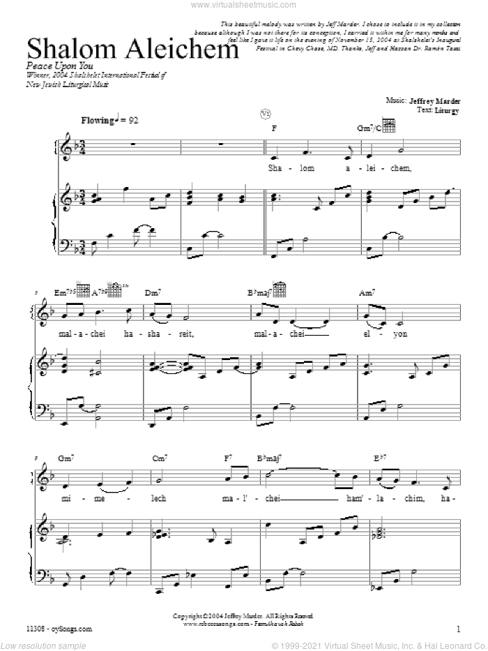 Steve Dropkin Shalom Aleichem Sheet Music Notes, Chords, 52% OFF