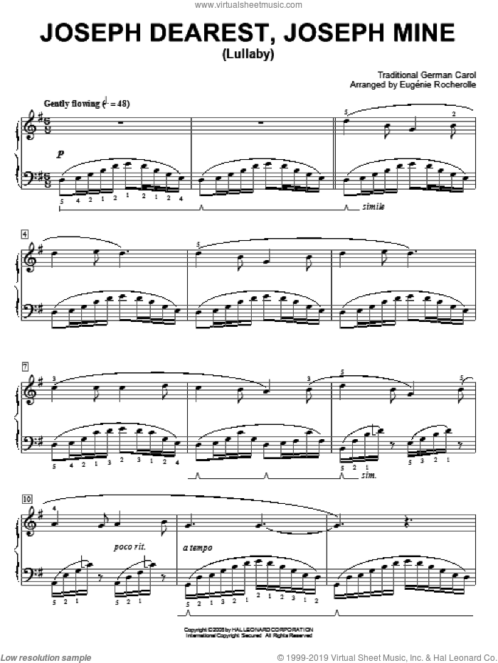 Joseph Dearest, Joseph Mine sheet music for piano solo (PDF)