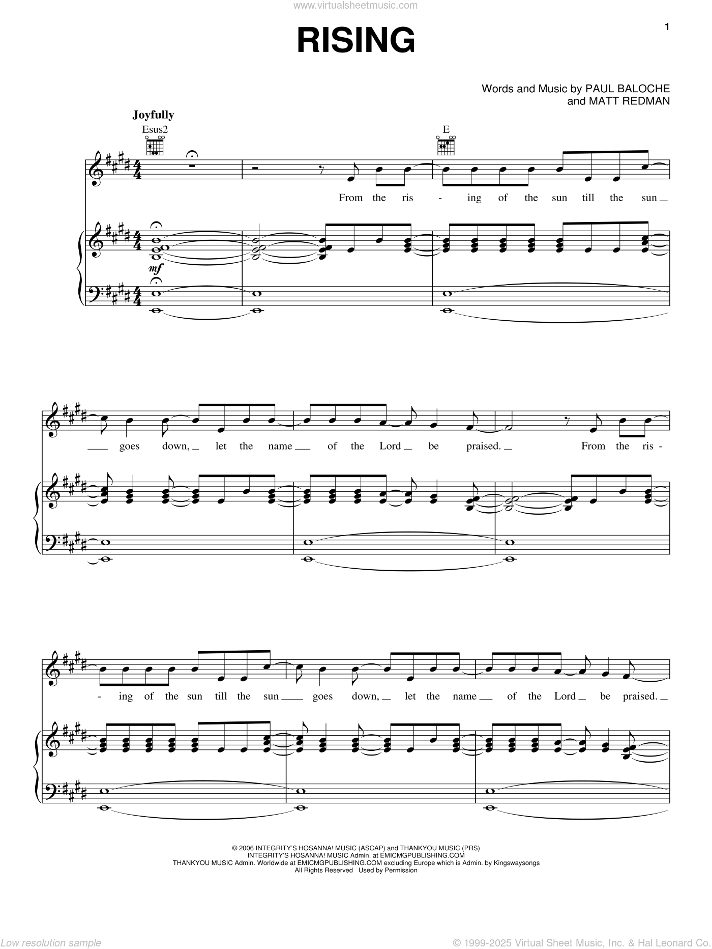 Rising sheet music for voice, piano or guitar (PDF-interactive)