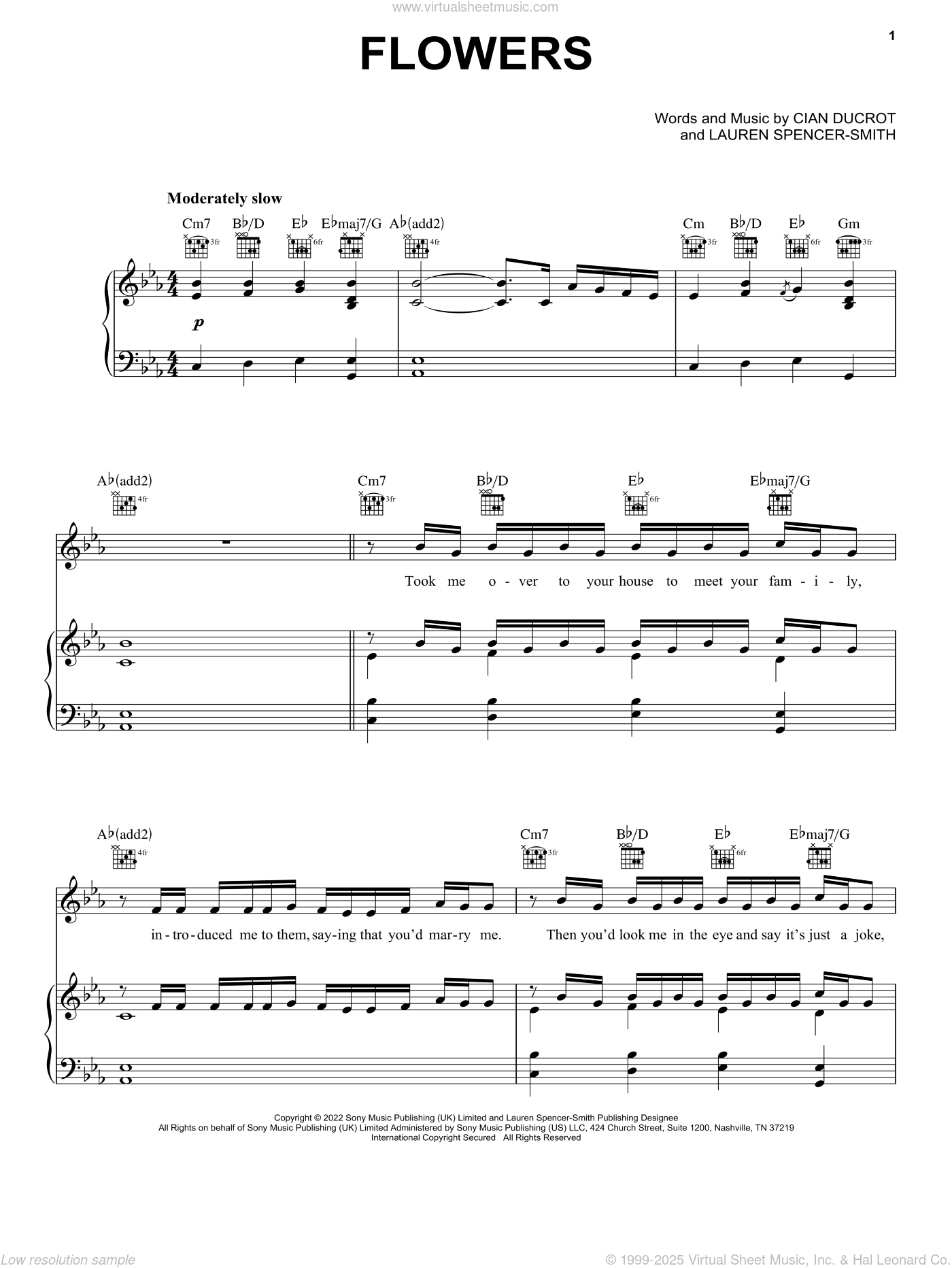 Lauren Spencer-Smith: Flowers sheet music for voice, piano or guitar