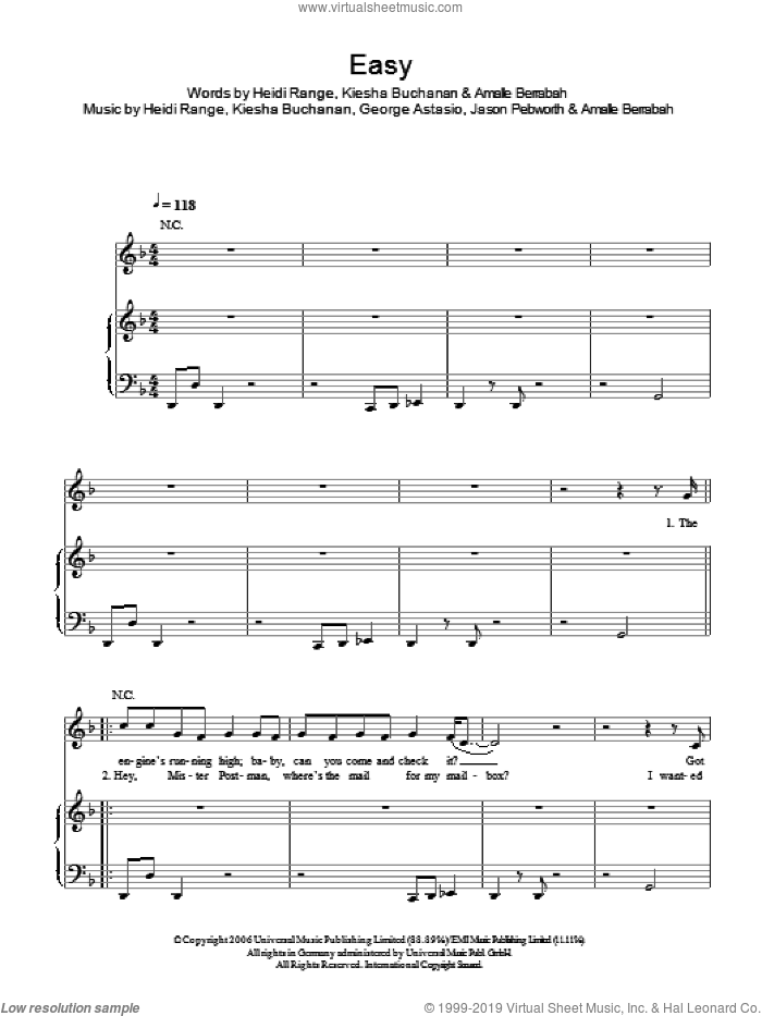 Sugababes: Easy sheet music for voice, piano or guitar (PDF)