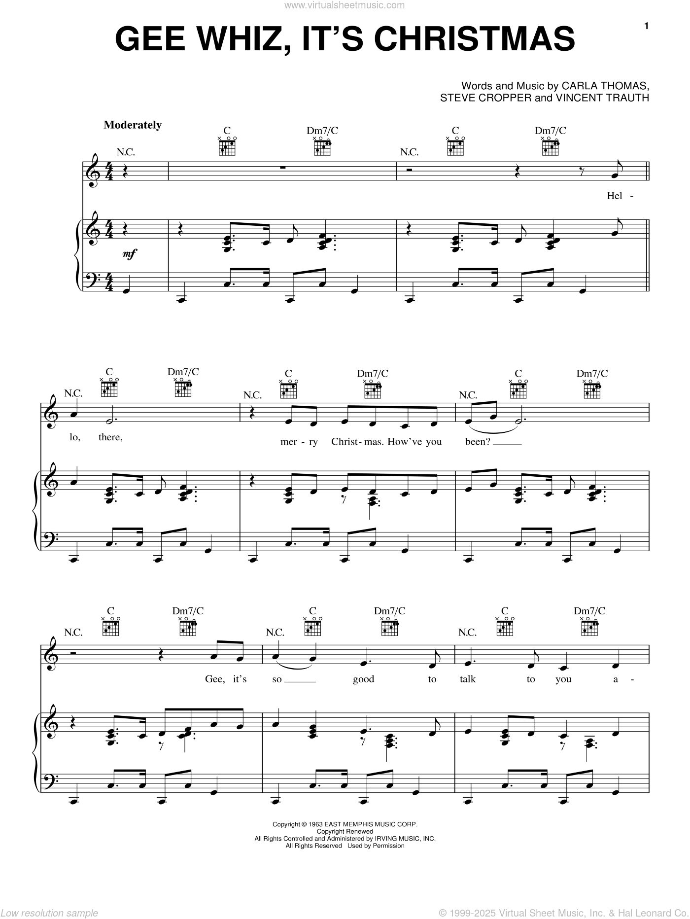 Gee Whiz, It's Christmas sheet music for voice, piano or guitar