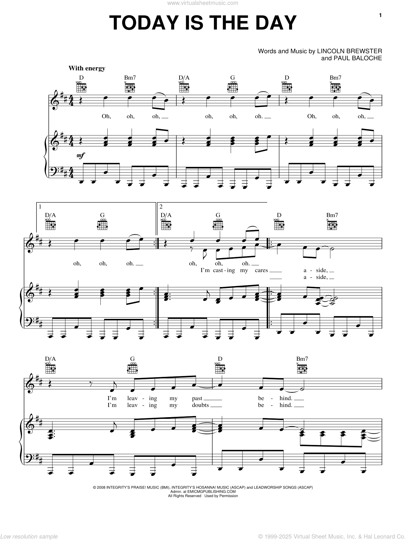 Today Is The Day sheet music for voice, piano or guitar (PDF)