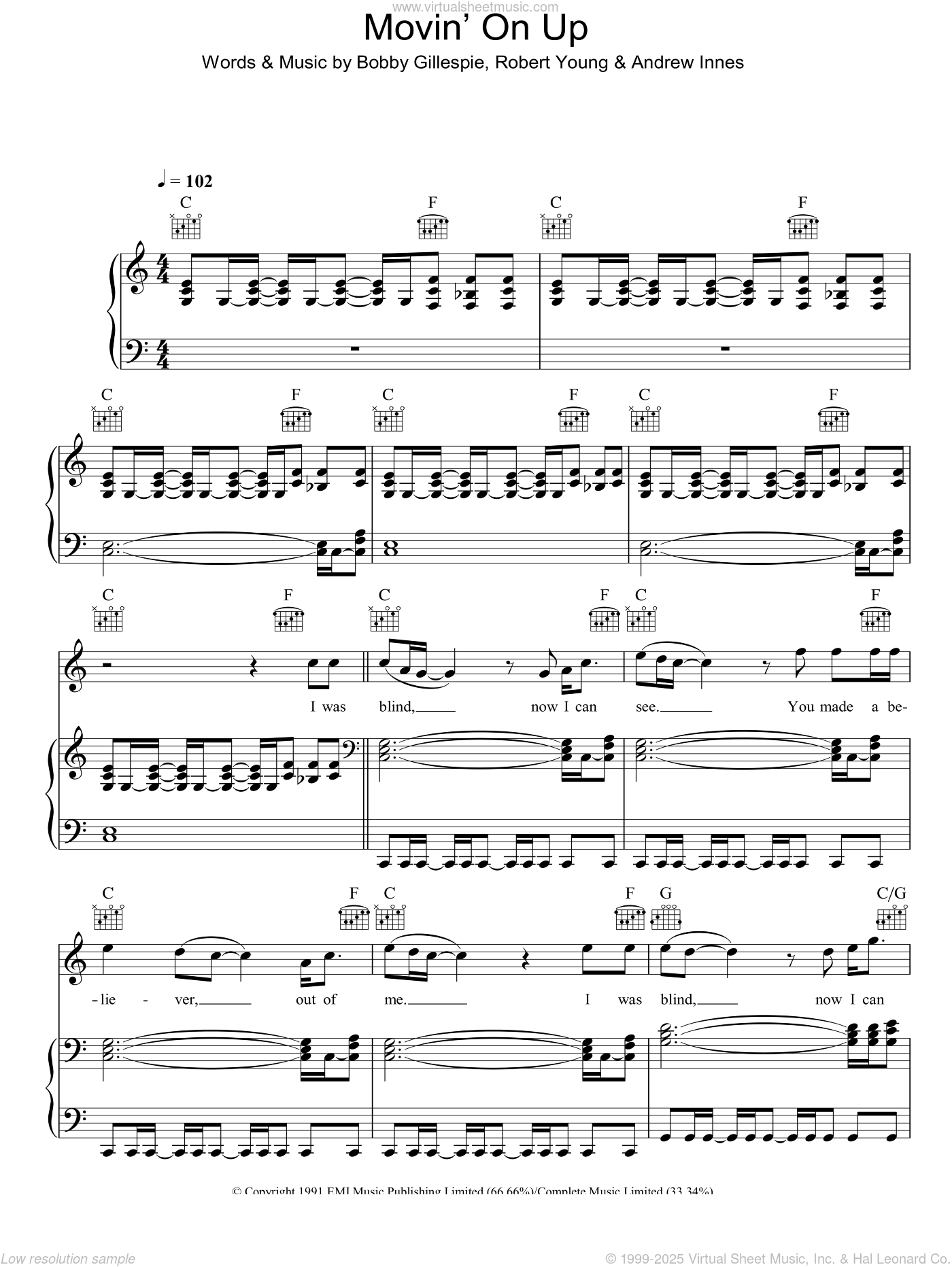 Movin' On Up sheet music for voice, piano or guitar (PDF)