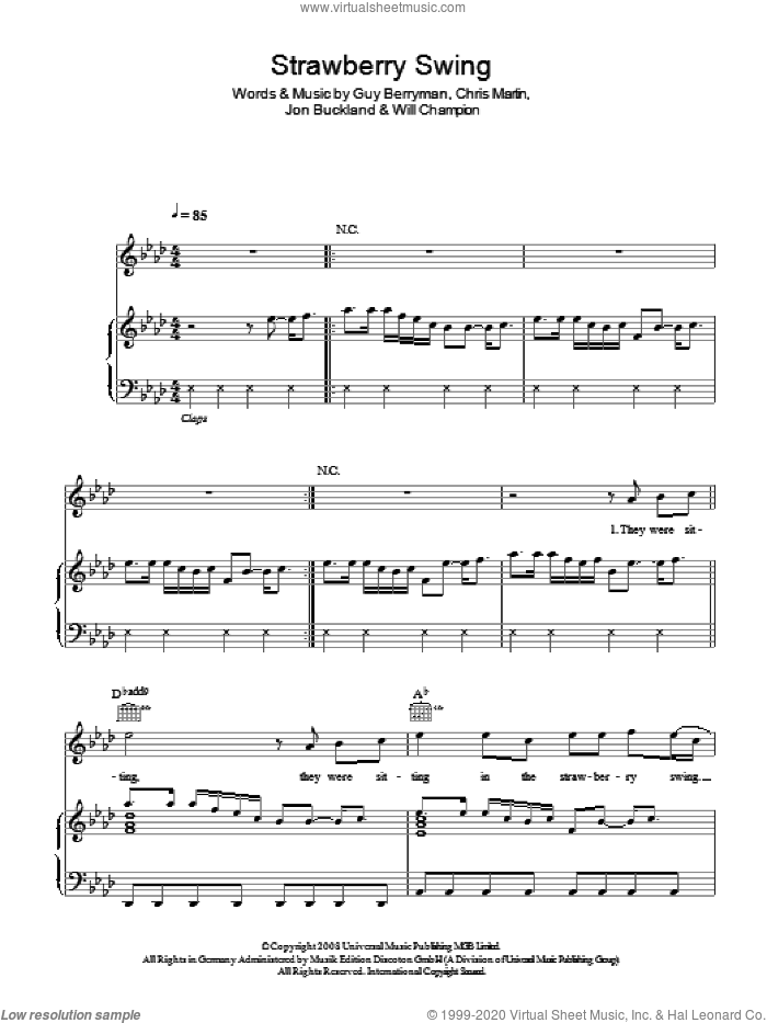 Strawberry Swing sheet music for voice, piano or guitar v2