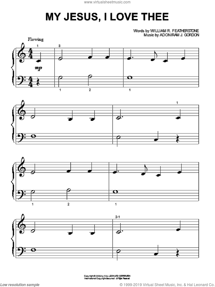 My Jesus, I Love Thee sheet music for piano solo v2
