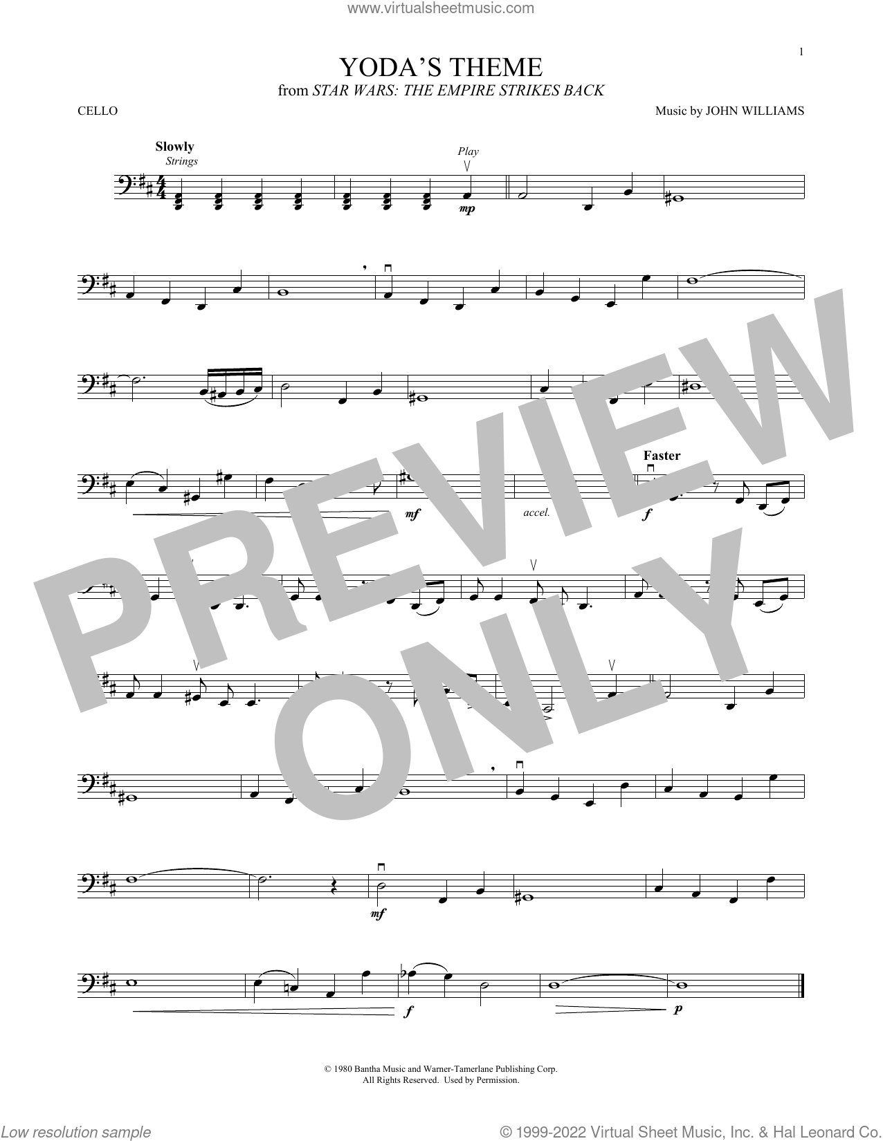 Yoda's Theme (from Star Wars: The Empire Strikes Back) sheet music for ...