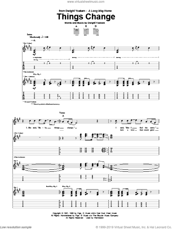 Things Change sheet music for guitar (tablature) (PDF)