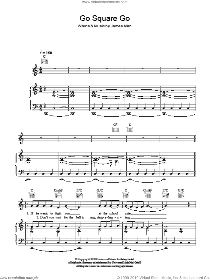 Go Square Go sheet music for voice, piano or guitar (PDF)