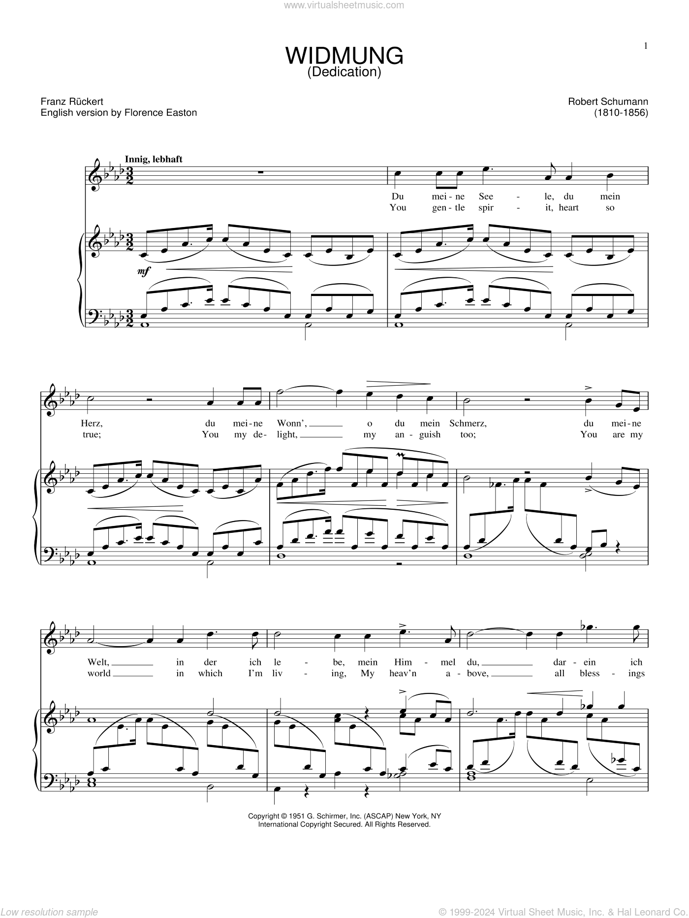 Widmung sheet music for voice and piano (PDF-interactive)
