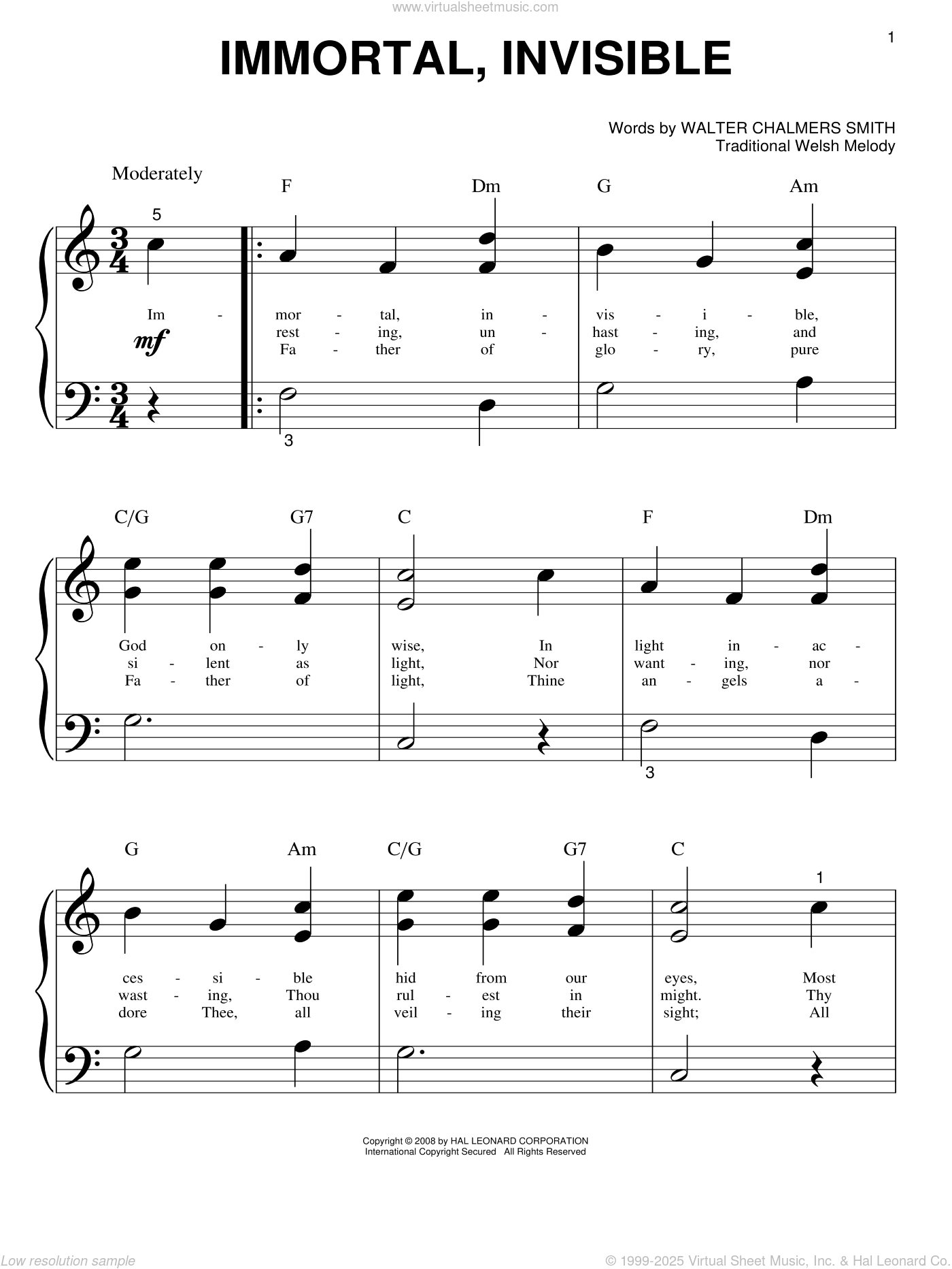 Immortal, Invisible sheet music for piano solo (big note book)