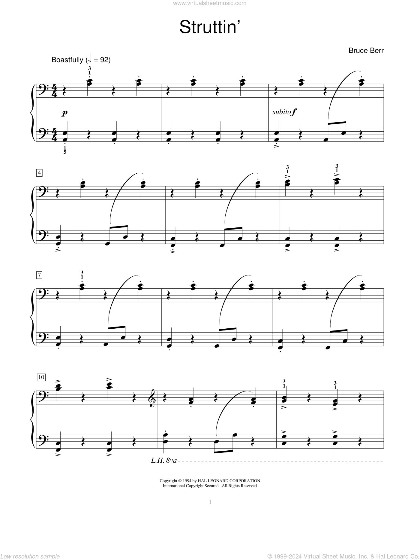 Struttin' sheet music for piano solo (elementary) (PDF)