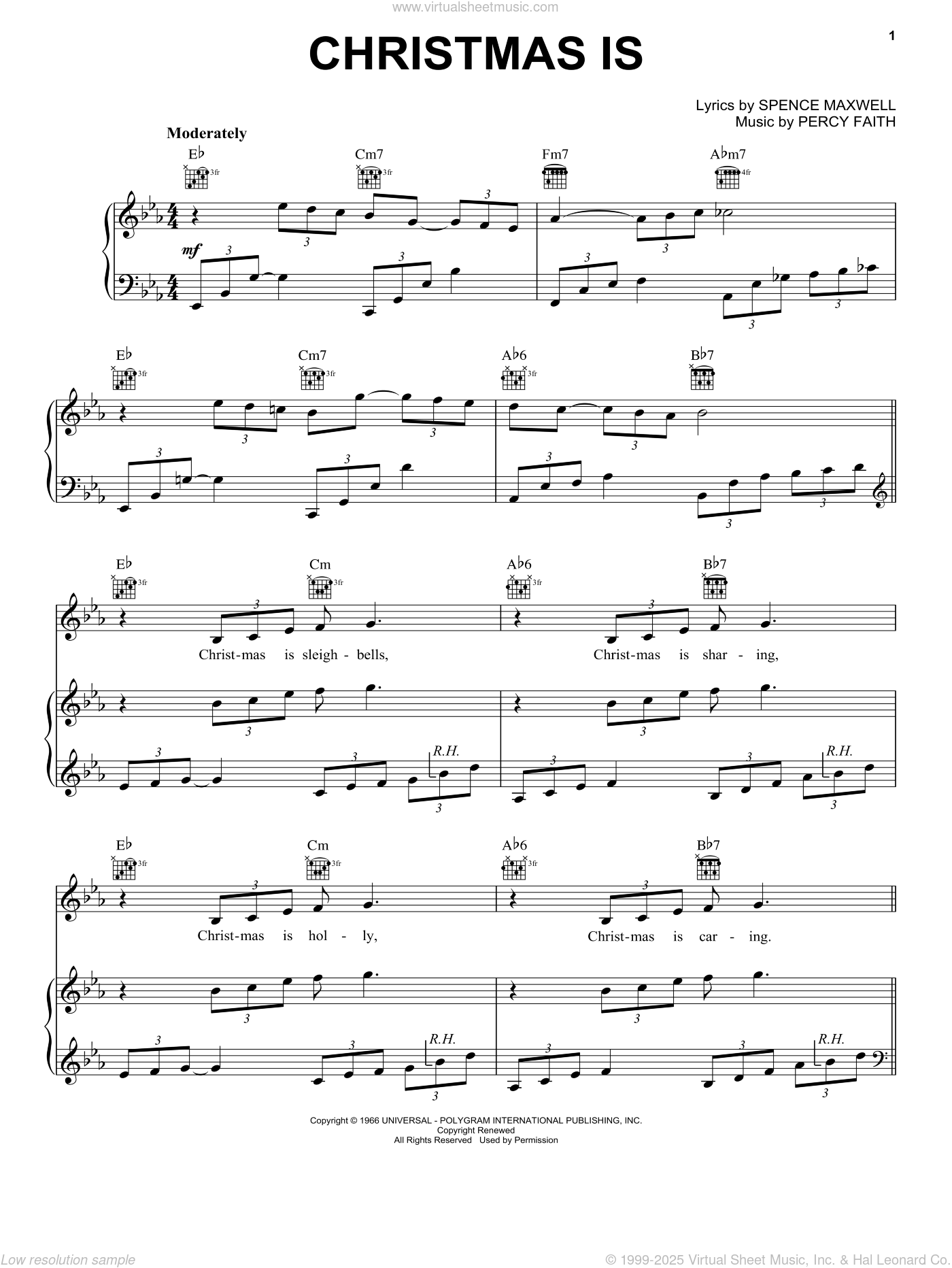 Christmas Is sheet music for voice, piano or guitar (PDF)