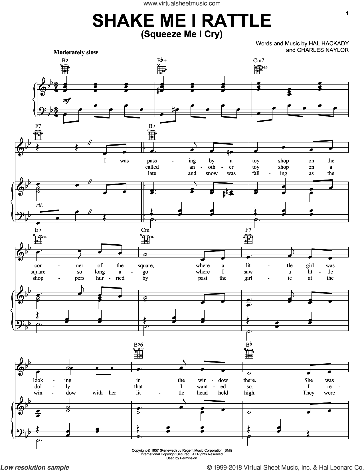Shake Me I Rattle (Squeeze Me I Cry) sheet music for voice, piano or guitar