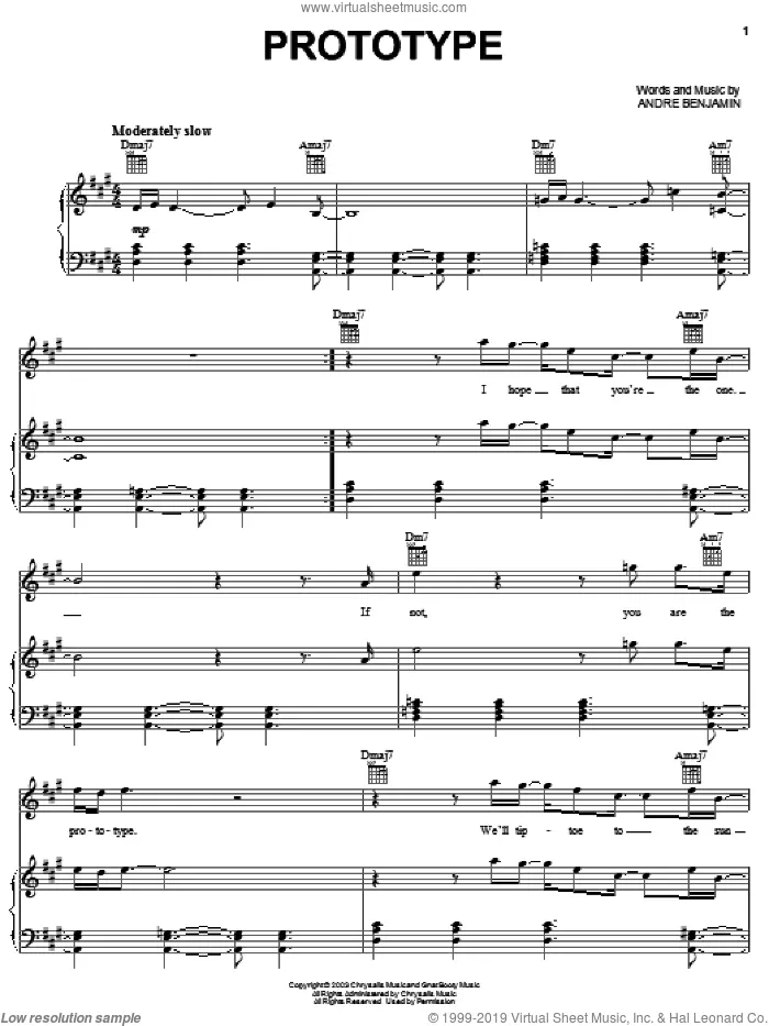 Prototype sheet music for voice, piano or guitar (PDF)