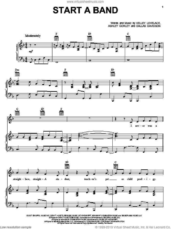 Start A Band sheet music for voice, piano or guitar (PDF)