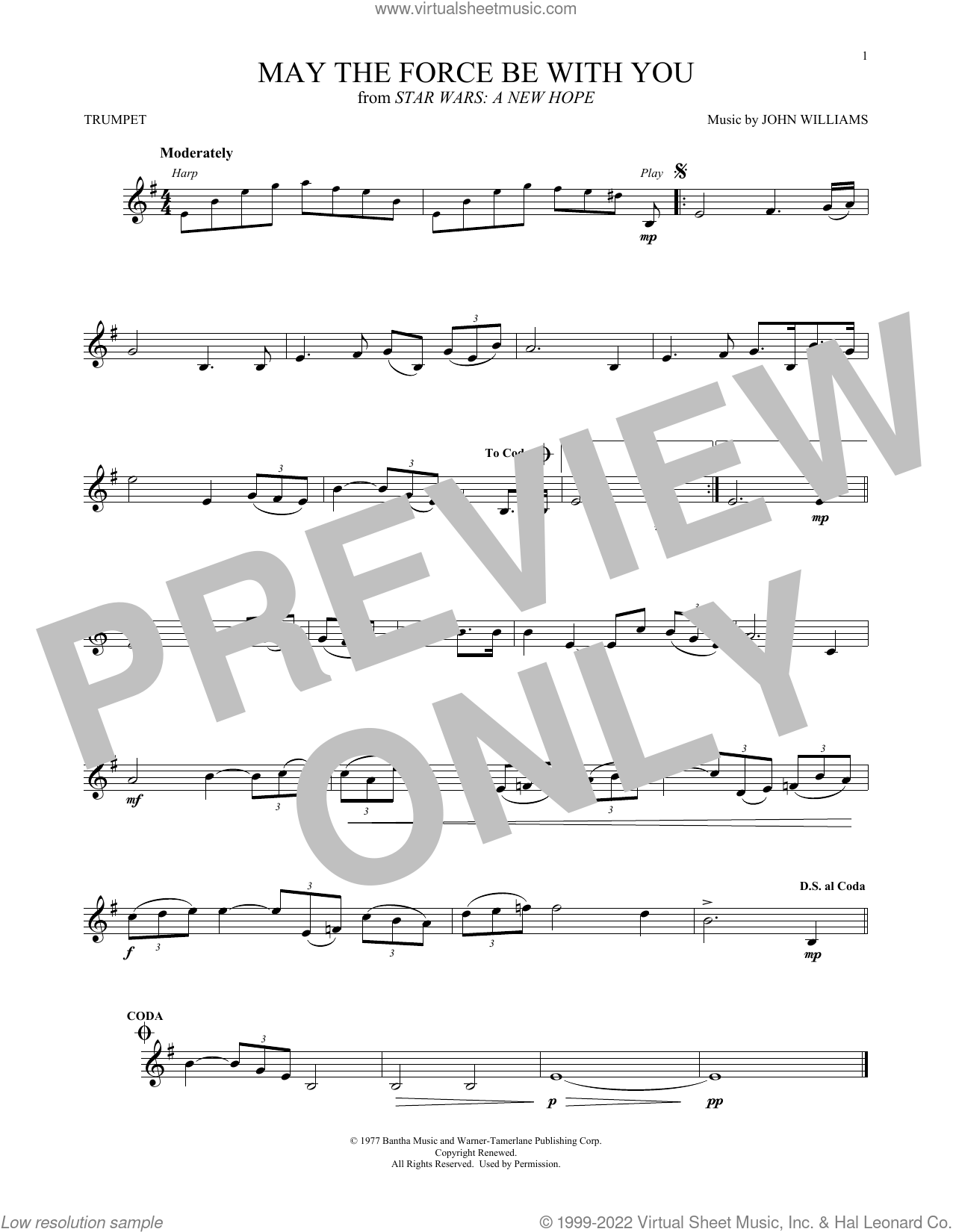 May The Force Be With You (from Star Wars: A New Hope) sheet music for ...