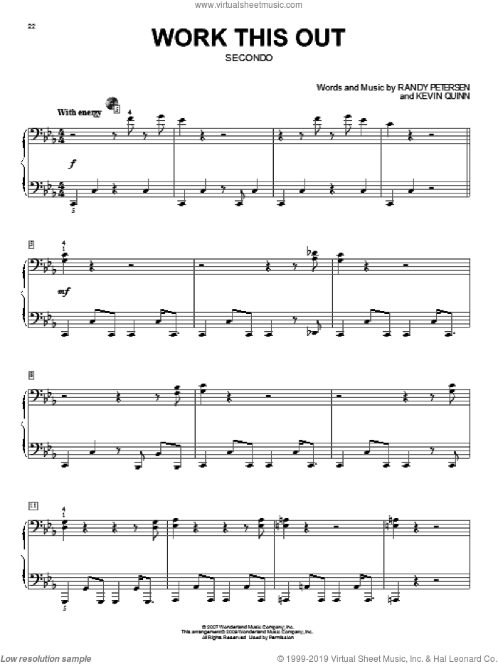 Work This Out sheet music for piano four hands (PDF)