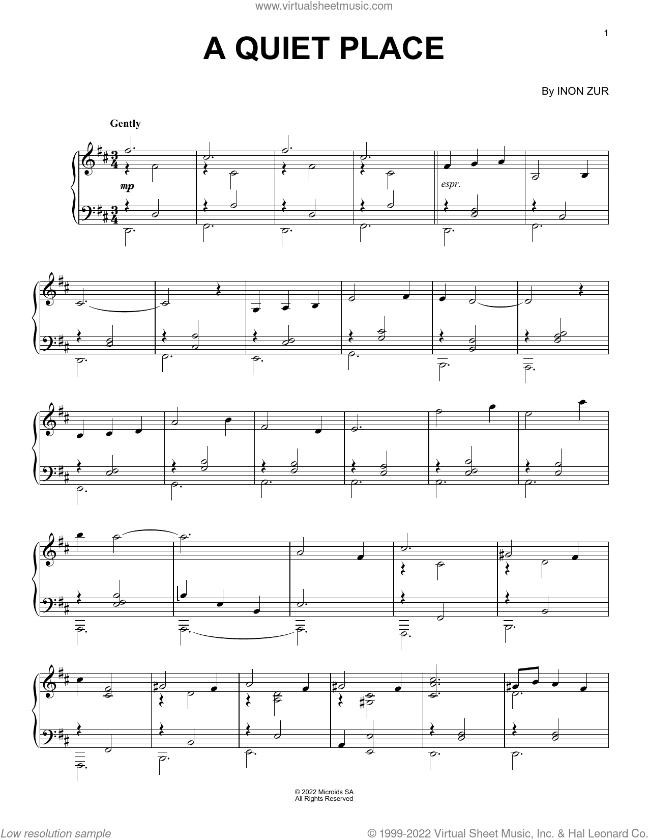 A Quiet Place (from Syberia: The World Before) sheet music for piano solo