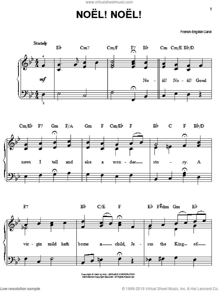 Noel! Noel! sheet music for piano solo (PDF-interactive)