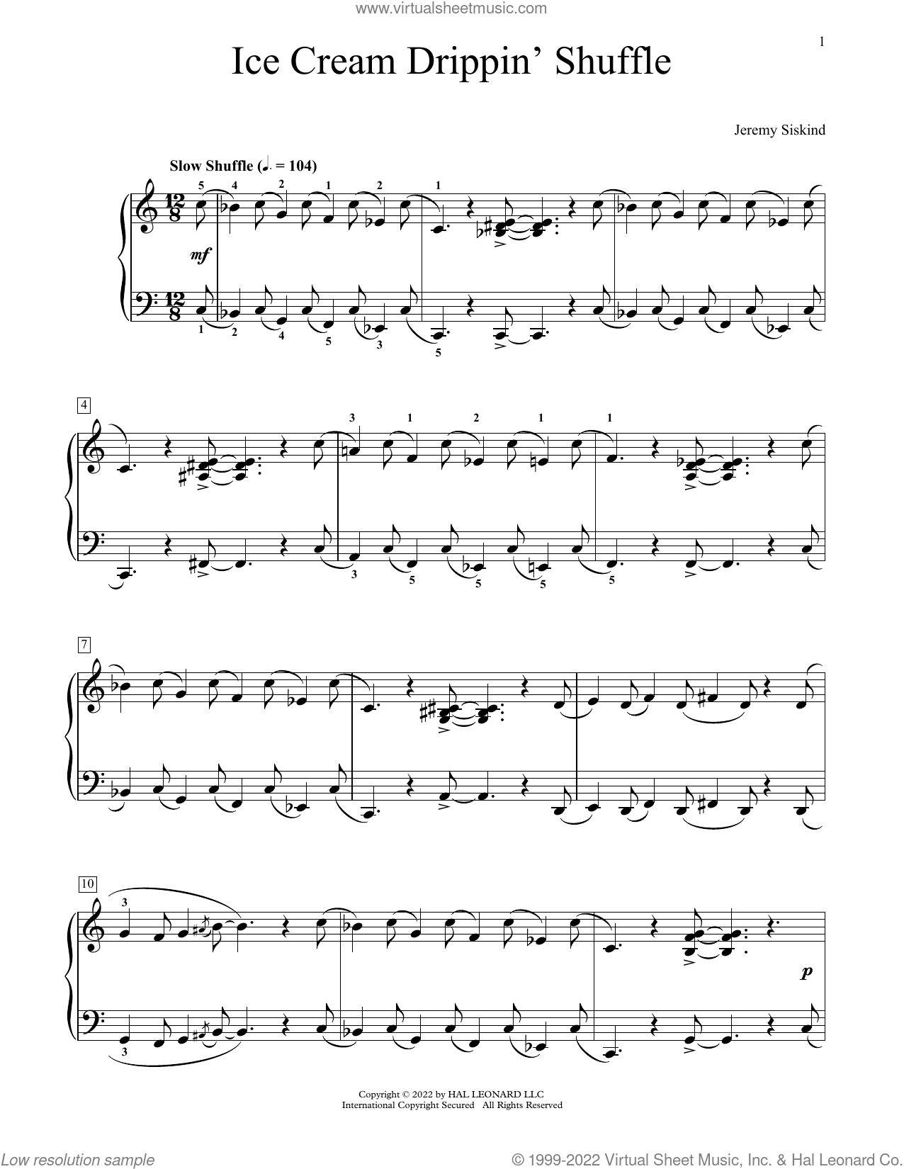 Ice Cream Drippin' Shuffle sheet music for piano solo (elementary)