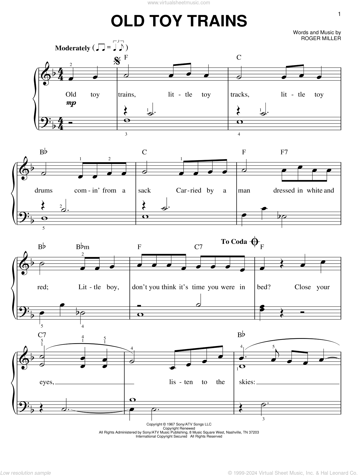 Old Toy Trains, (easy) sheet music for piano solo (PDF)