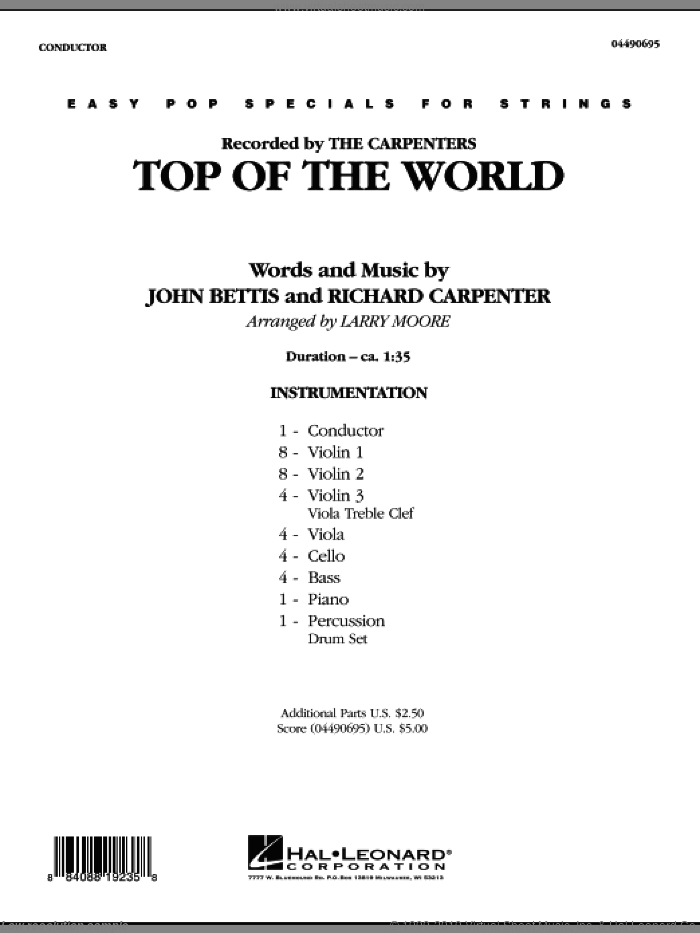 Top of the World sheet music (complete collection) for orchestra