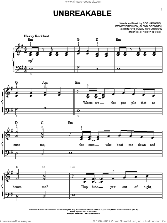 Fireflight: Unbreakable sheet music for piano solo (PDF)