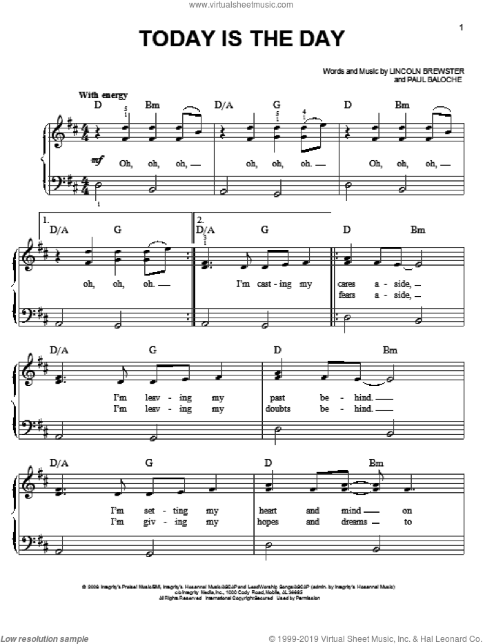 Today Is The Day sheet music for piano solo (PDF-interactive)