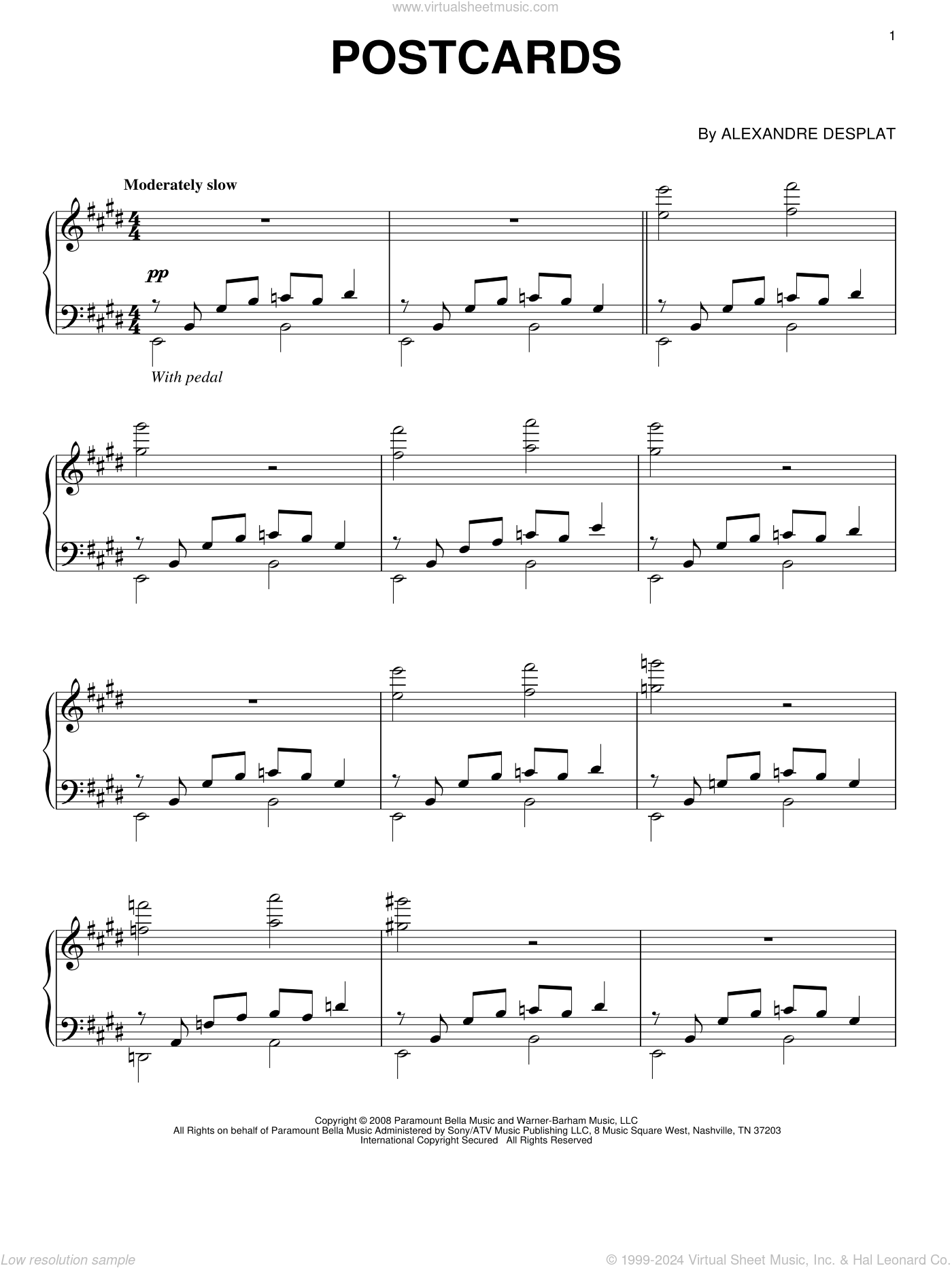 Postcards sheet music for piano solo (PDF-interactive)