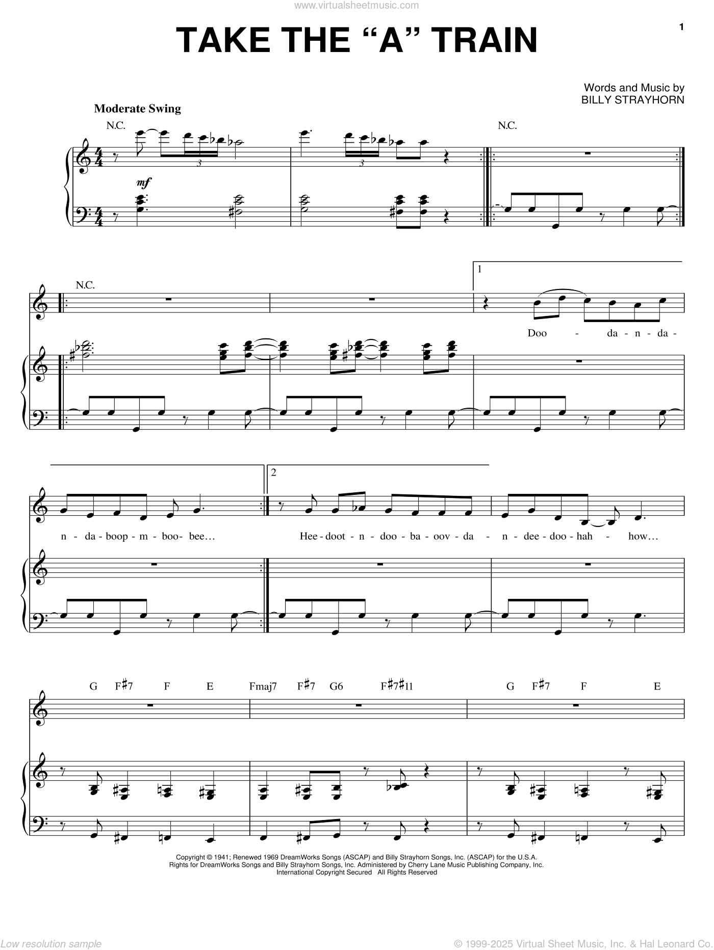 Ella Fitzgerald: Take The "A" Train sheet music for voice, piano or guitar