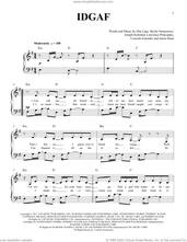 IDGAF sheet music for piano solo (PDF-interactive)