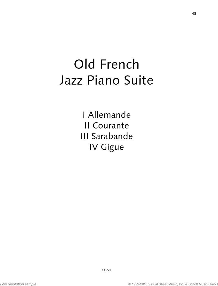Old French Jazz Piano Suite sheet music for piano solo