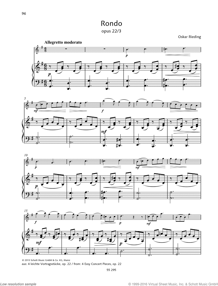 Rondo, Op. 22 No. 3, from 4 Easy Concert Pieces sheet music for violin ...