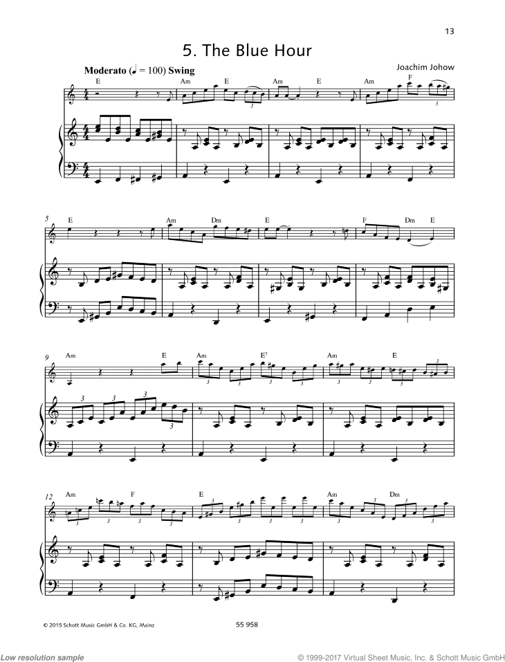 The Blue Hour sheet music for violin and piano